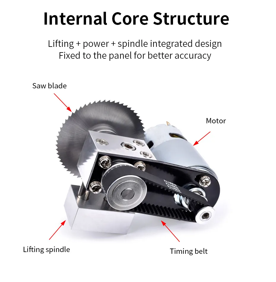 Mini multifunctional table saw with DC 12V-24V spindle motor and ...