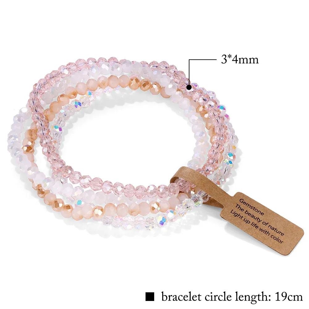 3x4mm Faceted Crystal Beads Bracelet Colorful Round Glass Couple Beaded ...
