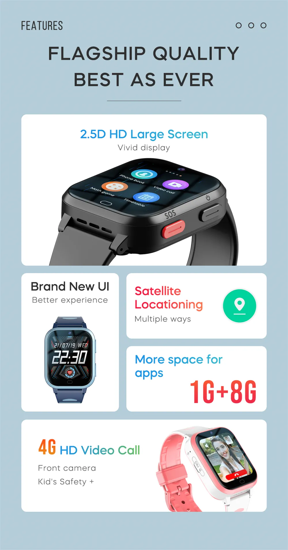 KGG 4G Kids Smart Watch, 8GB ROM, Video Call, Phone Watch with Call ...