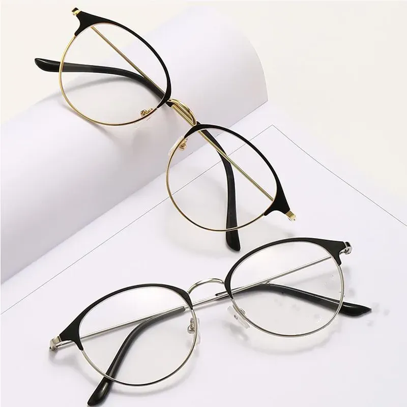 DHgate.com:Retro Round Metal Myopia Glasses Resting Lenses Frame Reader ...