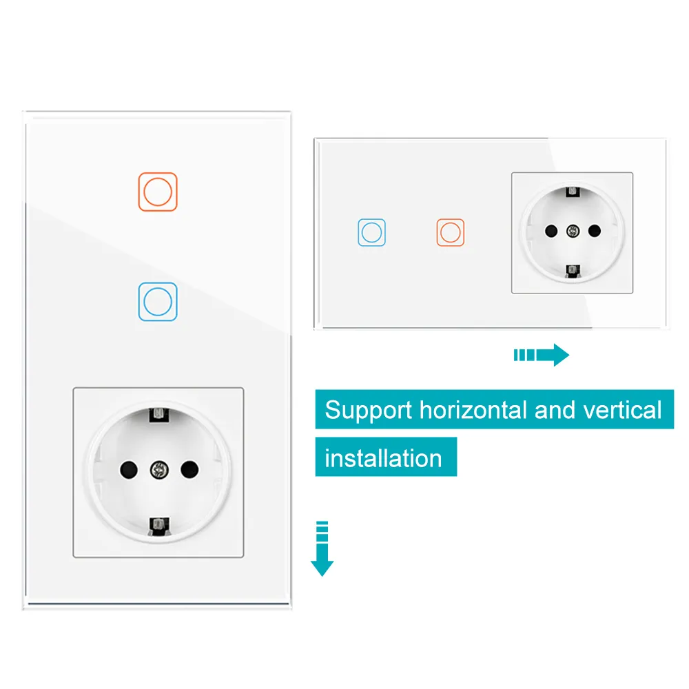 SRAN EU touch lamp control socket - 82mm Black Tempered Glass Panel ...