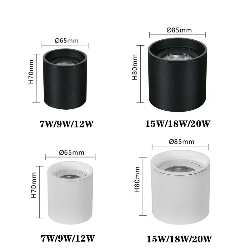 DHgate.com:7W-20W Dimmable LED COB Downlights, Angle-Adjustable Ceiling ...