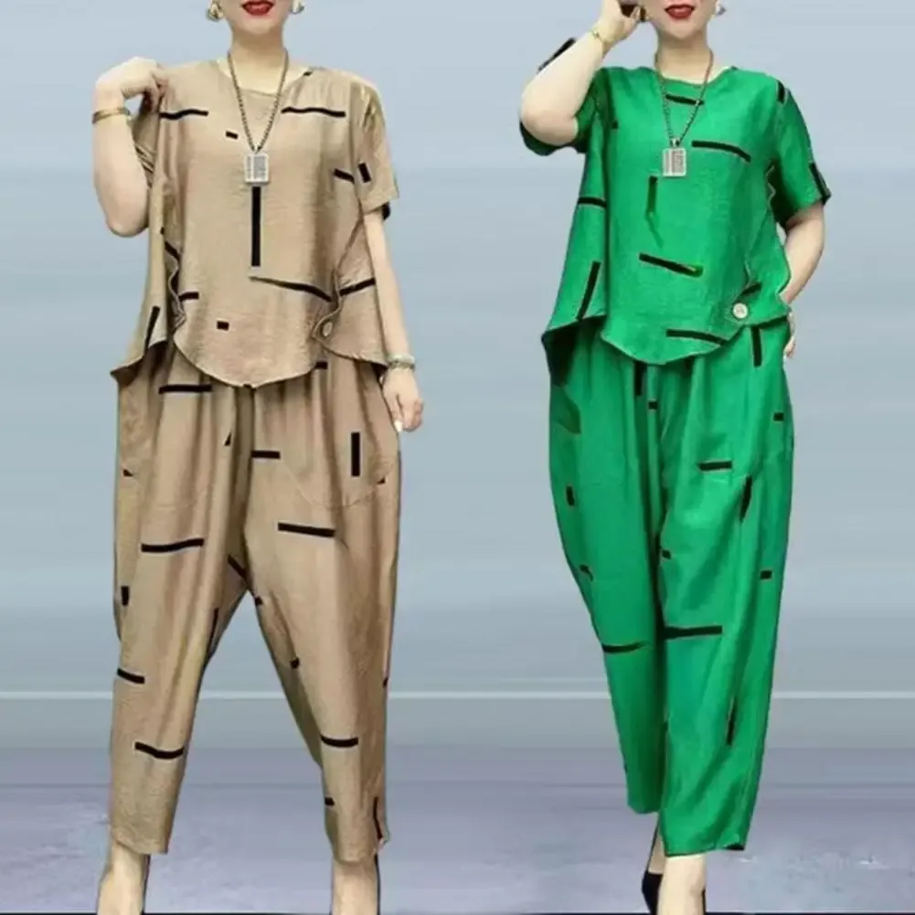 DHgate.com:Stylish O-Neck Short Sleeve Harem Pants Set with Irregular ...