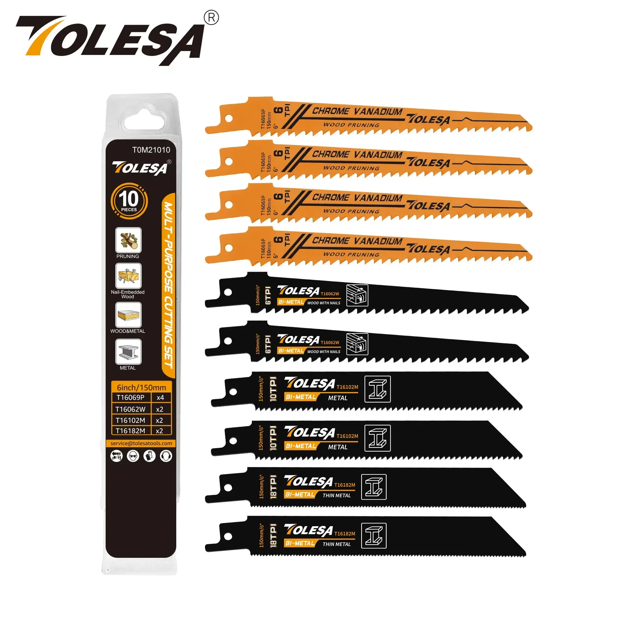 DHgate.com:TOLESA 10-Piece Reciprocating Saw Blades Set for Wood, PVC ...