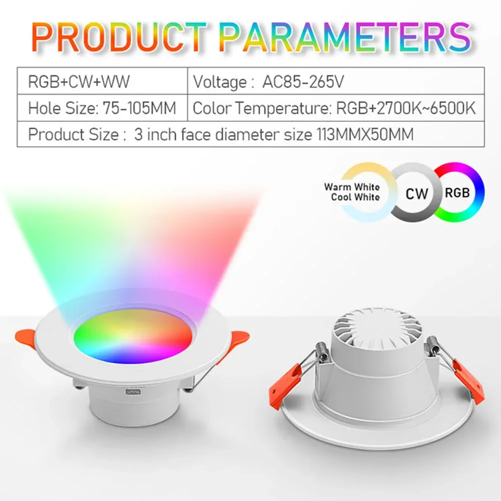 DHgate.com:1-15PCSWiFi LED Recessed Spot Lights Dimmable Downlights, Bluetooth Smart Ceiling ...
