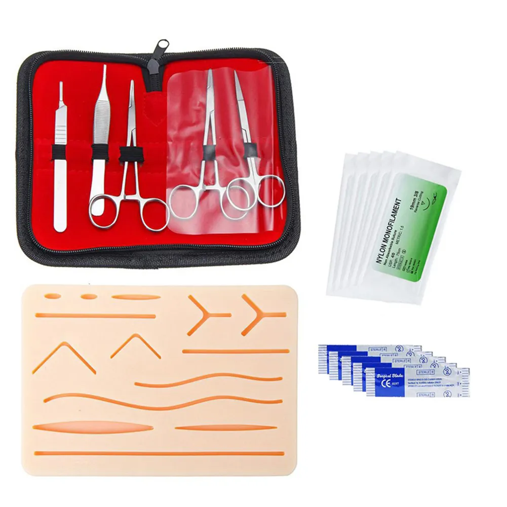 Reusable Silicone Suture man u training kit for Traumatic Skin Medical Surgical Teaching Module with Suturing Gadgets and Supplies