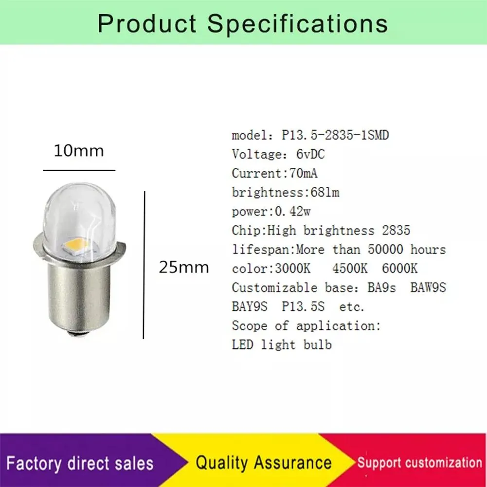 P13.5S PR2 PR3 4-Pack Mini LED Bulbs, Warm White 1SMD, 3V-18V DC, for ...