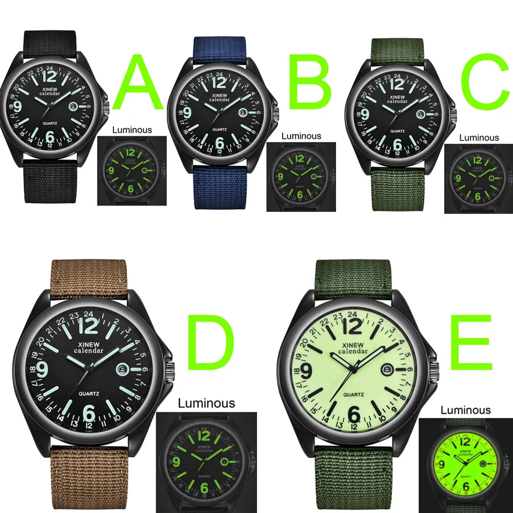 Glow In The Dark Men Watches Tops Brand Military Mens Clock Quartz Army ...