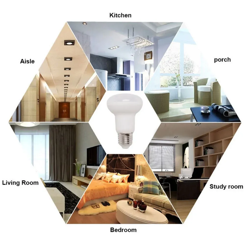 E12 5W LED Bulb, 3W-9W Dimmable R39-R80 E14 E27 Spotlight Bulbs, 220V ...