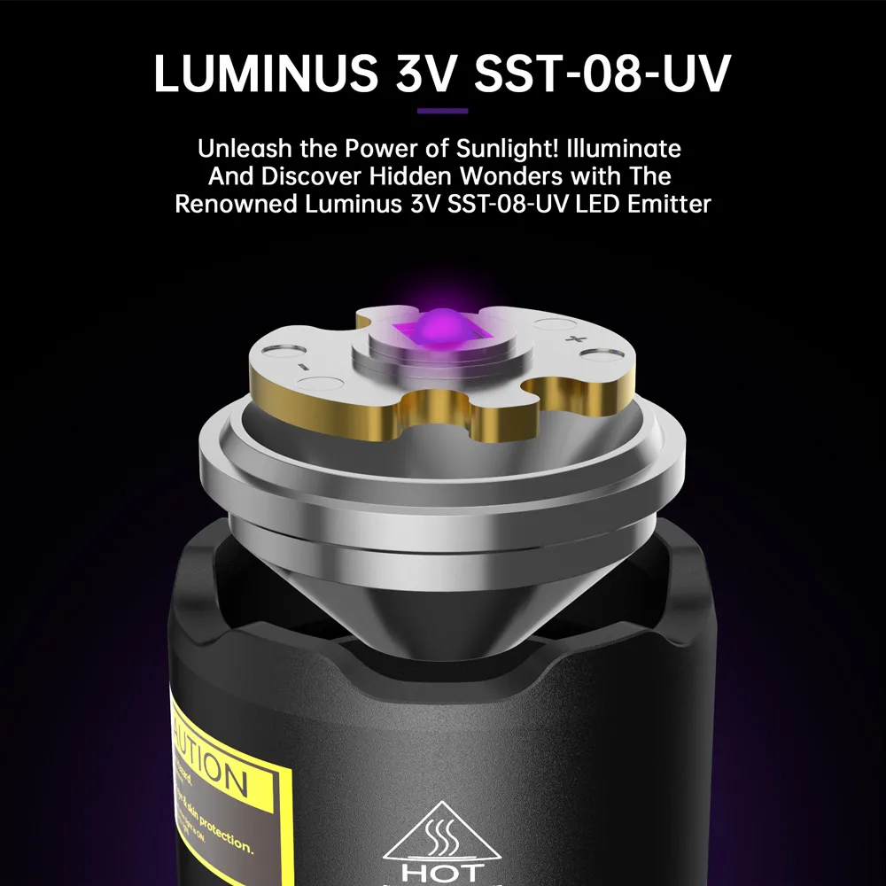 DHgate.com:Sofirn SF16 SST08 UV Flashlight, 360nm Portable 18650 USB-C ...