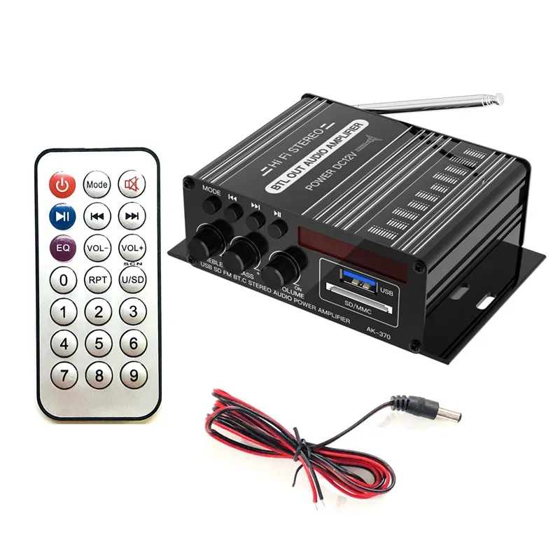AK370 12V Mini Power Amplifier Home Car Class D Bluetooth Sound ...