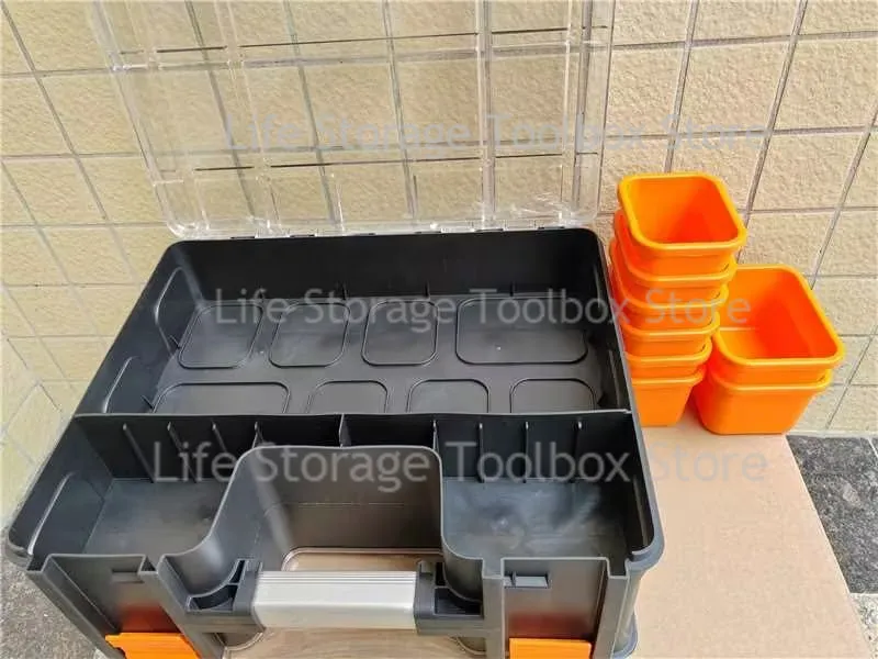 Plastic Tool Box Organizer Double Sided Multi Grid Parts & Electronic ...
