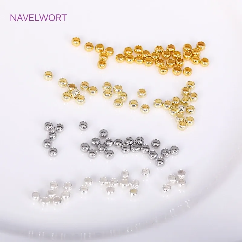 18K Gold Plated Brass Crimp Beads 2/2.5/3mm - Stopper End Beads for DIY ...