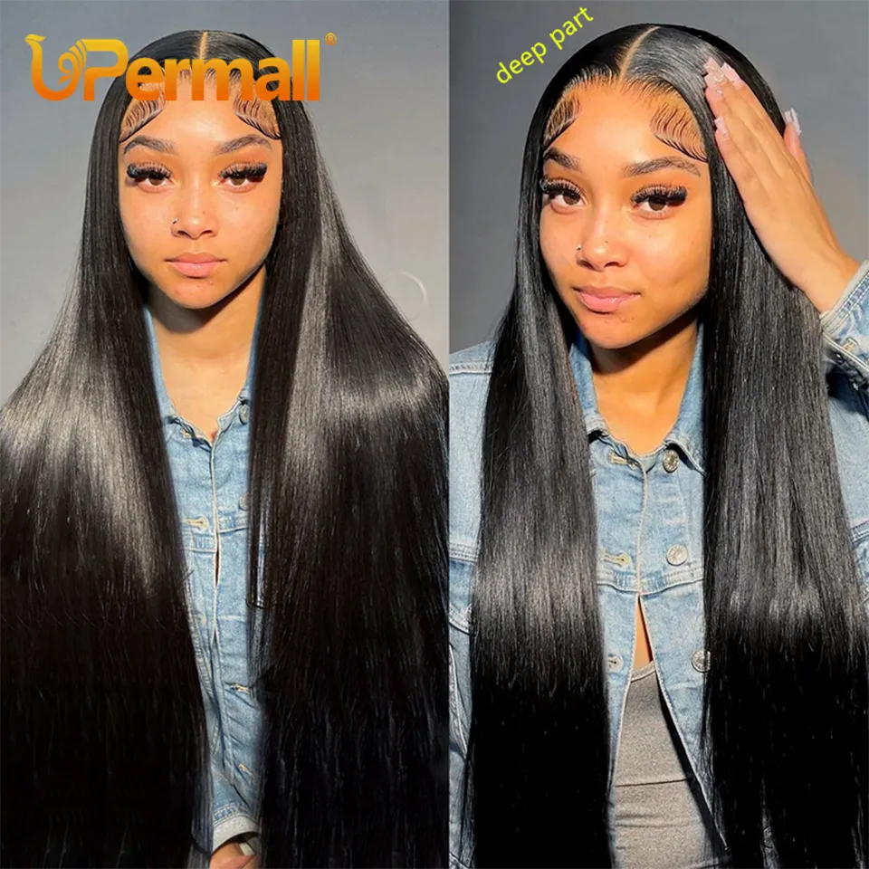 Upermall 13x6 Lace Frontal Straight Pre Plucked Swiss Transparent Full ...