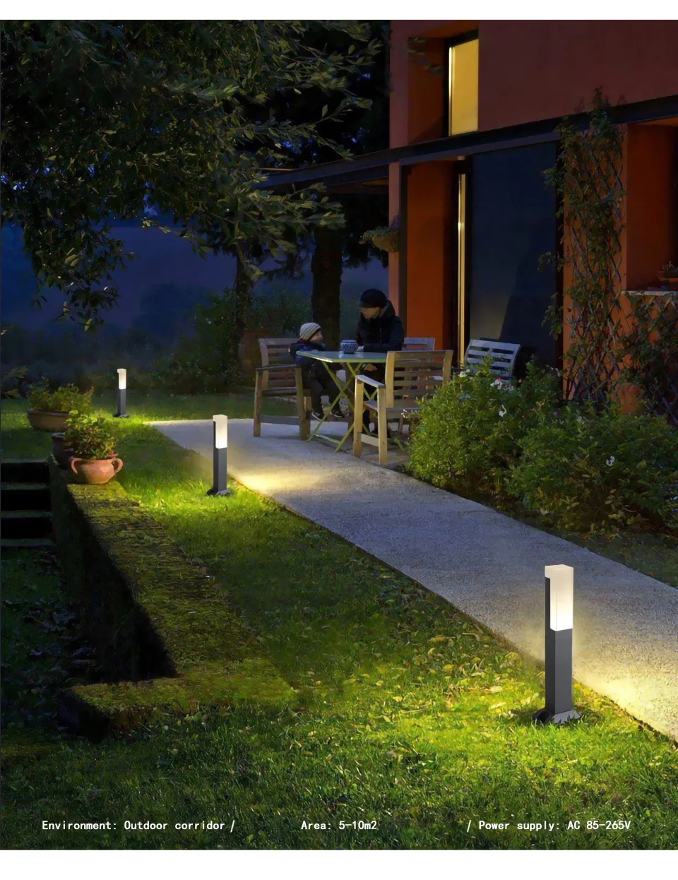 10W LED Outdoor Column Lights, Waterproof IP65 Aluminum Garden Path ...