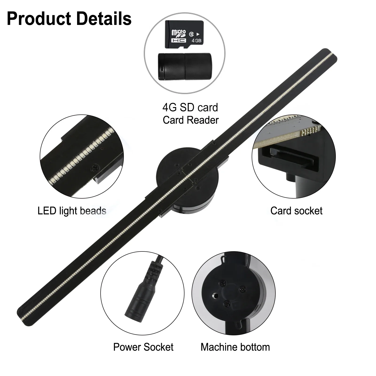 DHgate.com:42cm 3D HD Hologram Fan Projector LED Sign Holographic Player Support Image Video ...