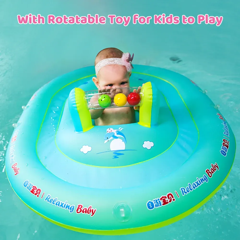 Infant Pool Float with Canopy - Baby Swimming Ring with Bottom Seat & Sunshade, Inflatable Swim ...