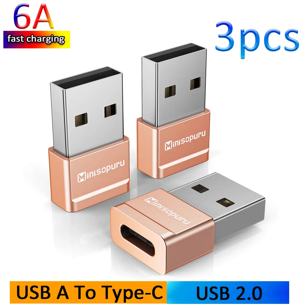 Minisopuru USB To USB C Adapter Type C Female To Male Charger Converter ...