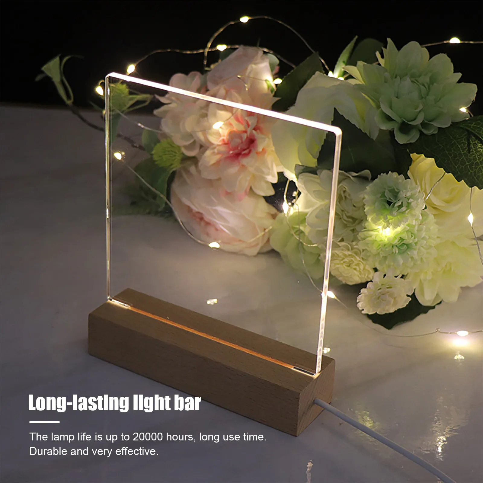 DHgate.com:10/5/1pcs Practical LED Wood Display Base Rectangle Crystal ...