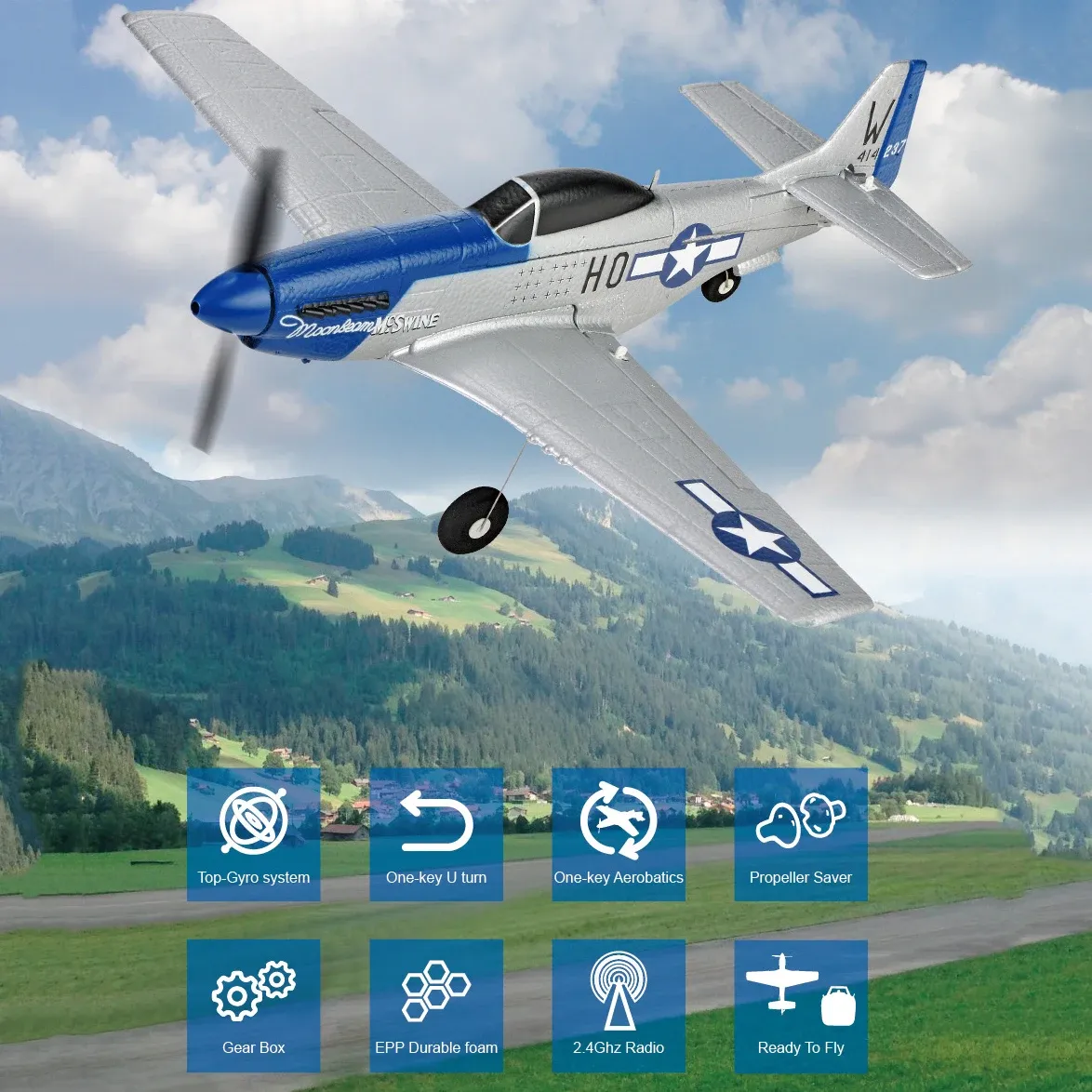 FW190 P39 BF109 RC fighter 5e with EPP Foam, 402mm Wingspan, One Key ...