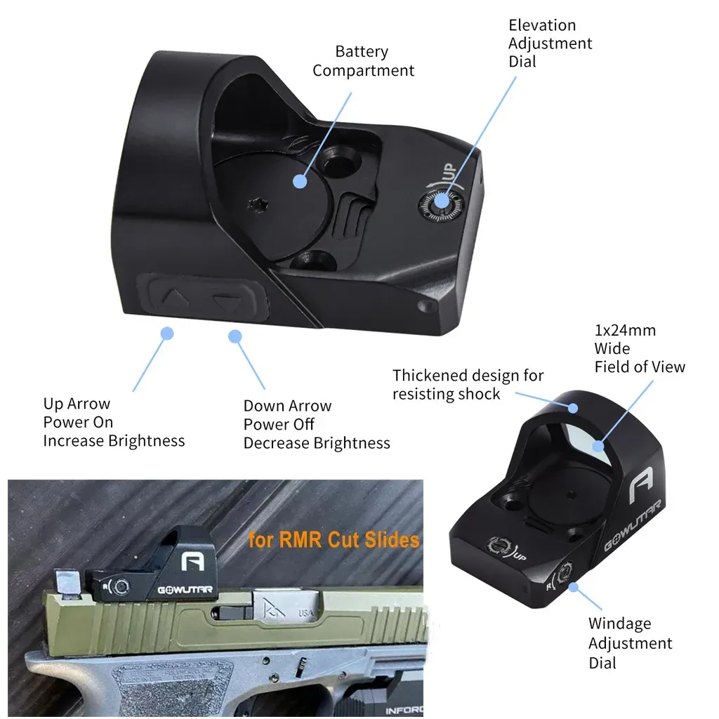 DHgate.com:RMR Mini A20 Open Reflex Scope, Red/Green Dot Sight with ...