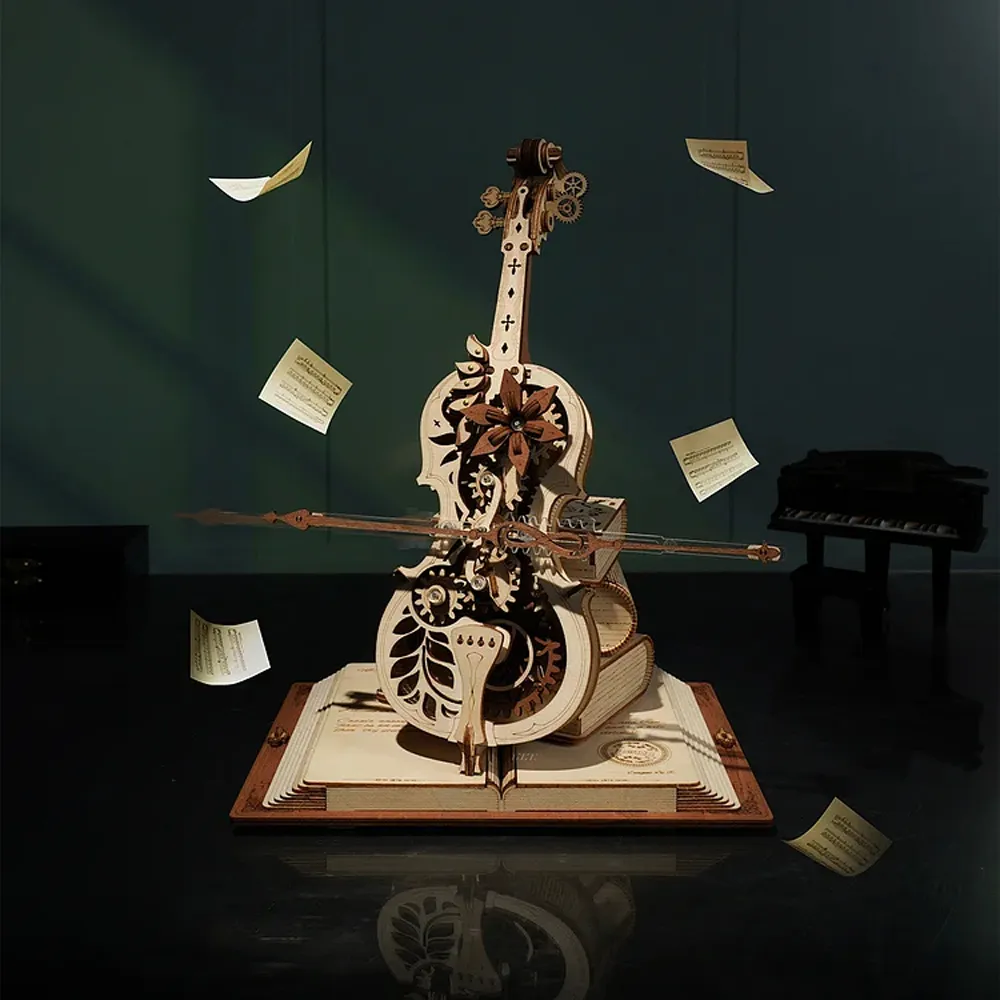 ROKR 3D Wooden Puzzle Cello Music Box Magic Instruments Creative Toys ...