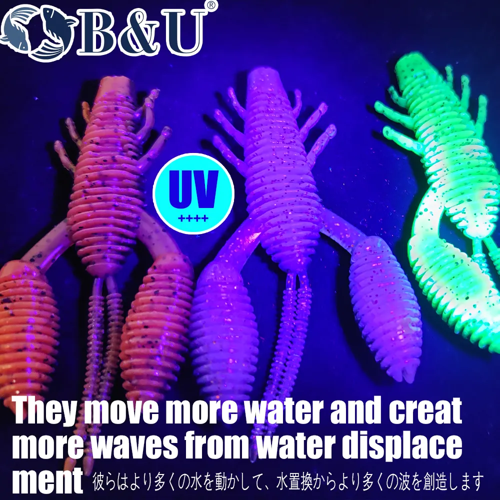 70mm Soft Shrimp Lures Kit - Realistic UV Craws, Bass Lures for ...