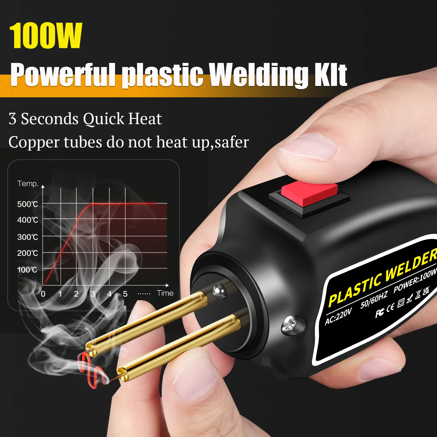 Mini 100W heater guns Plastic Welder with 400 Hot Stapler Bits - Pro ...
