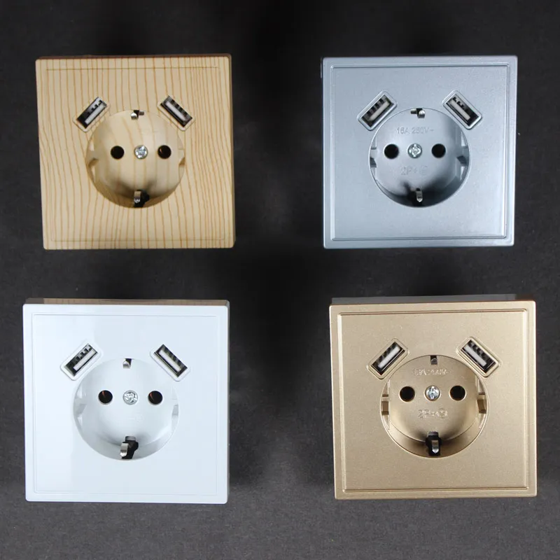 DHgate.com:Wood Color Dual USB Port Wall Charger Adapter 5V2A EU Plug ...
