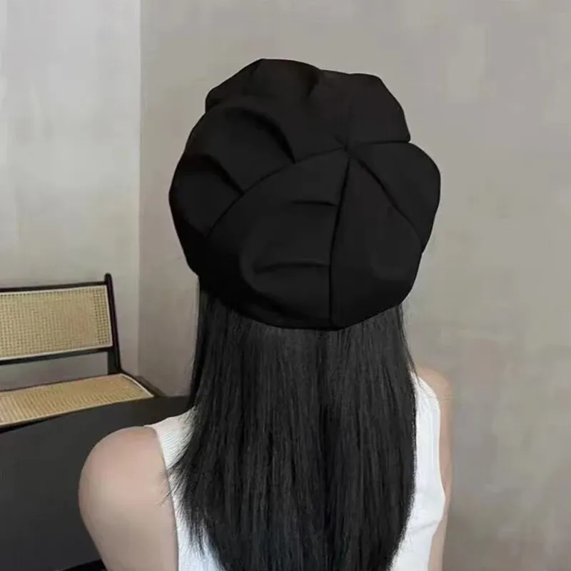 Vintage Octagonal Hats Women Solid Color Pleated... From Ddmylovely ...