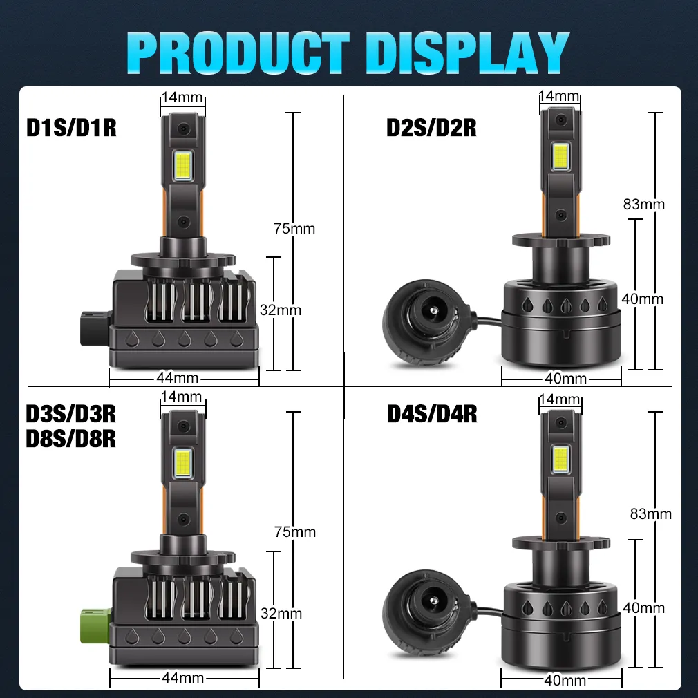 30000LM D3S LED Headlight Bulbs 6000K White CSP Chip Plug and Play for ...