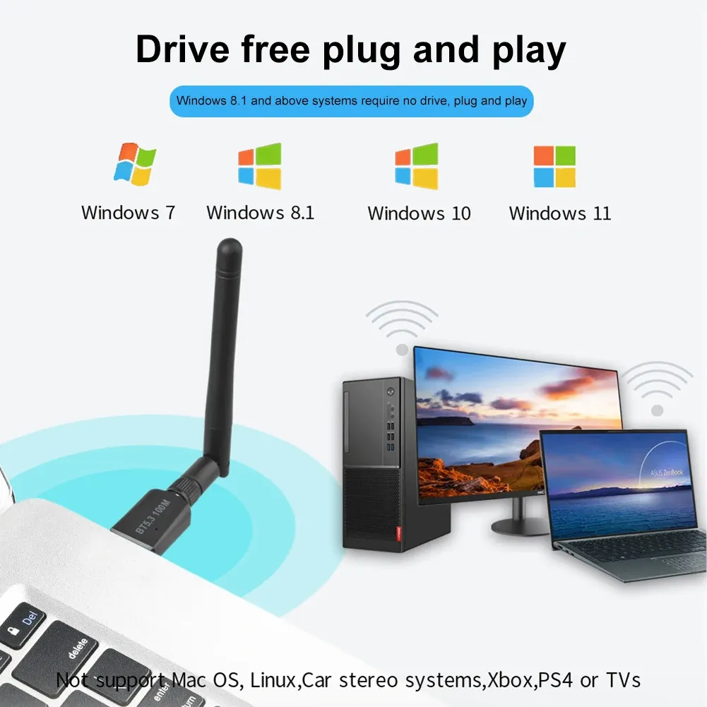 BT608 100M Bluetooth 5.3 Adapter USB Bluetooth Dongle Adaptador 5.0 For ...