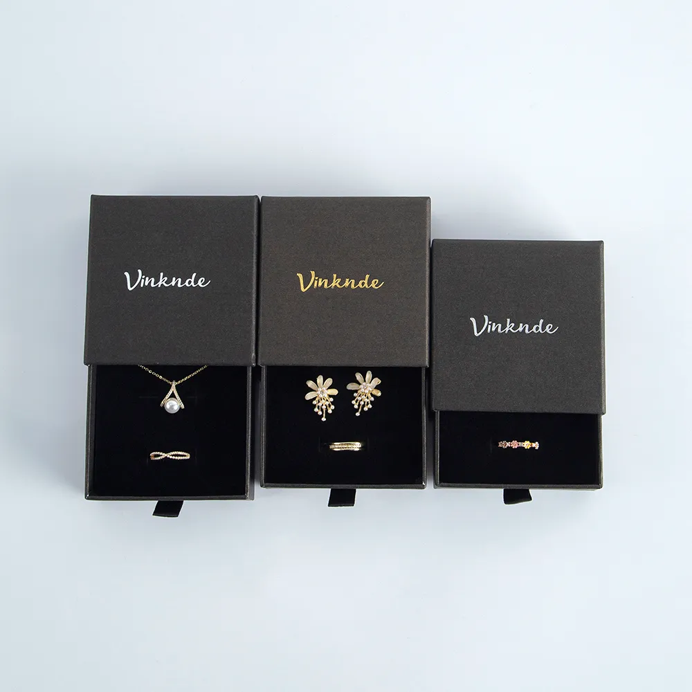 Custom Logo Jewelry Boxes - 100 Pack Sliding Drawer Paper Gift Boxes ...