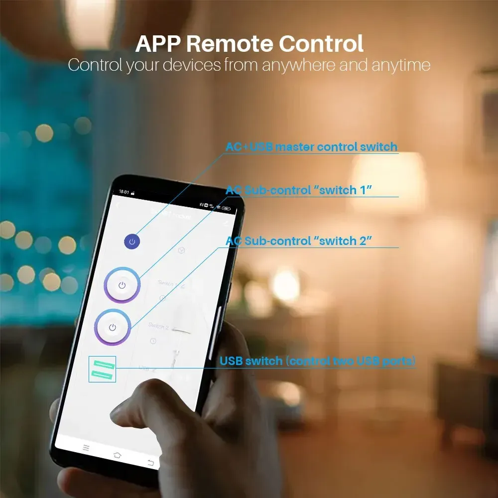 DHgate.com:16A Smart Plug Socket: 2 Outlets, 2 USB Ports, Wi-Fi, Timer ...