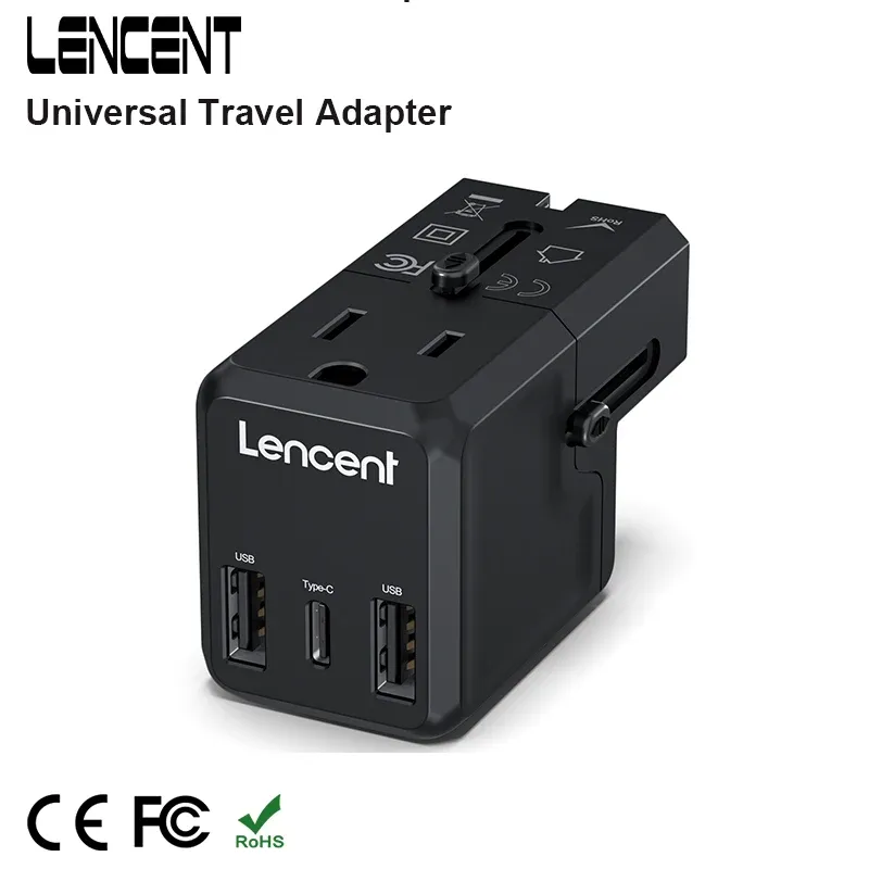 DHgate.com:LENCENT Universal Travel Charger with 1 AC Outlet, 2 USB ...