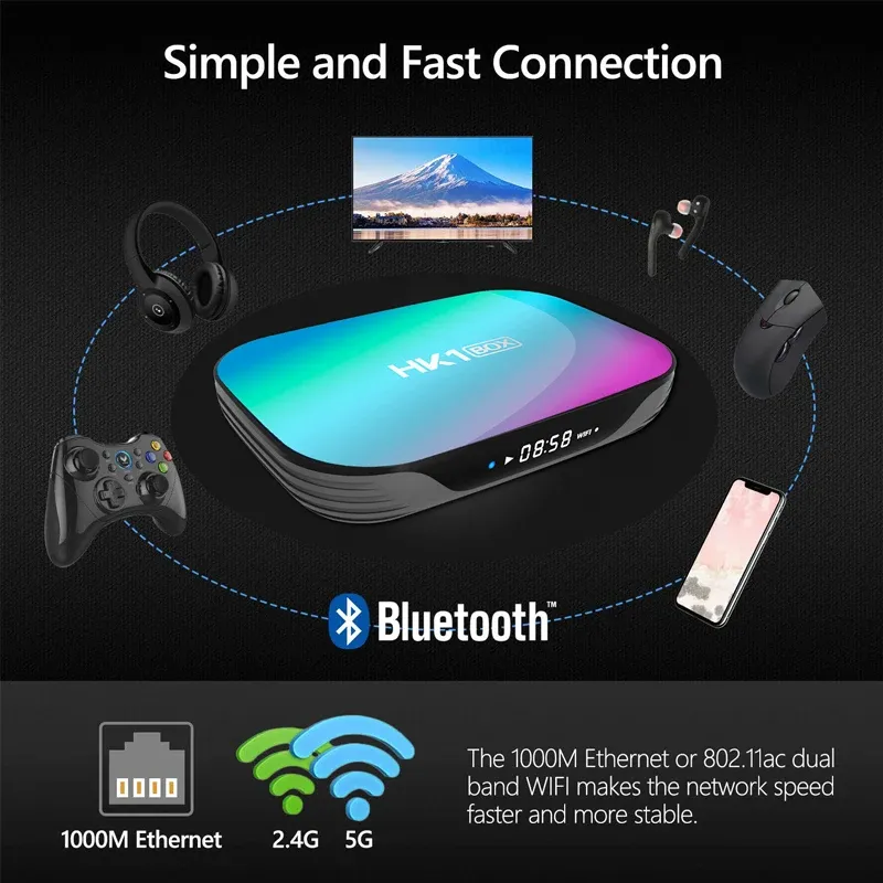 HK1 BOX Smart Android TV Box, 4GB RAM 64GB ROM, Amlogic S905X3 Android ...