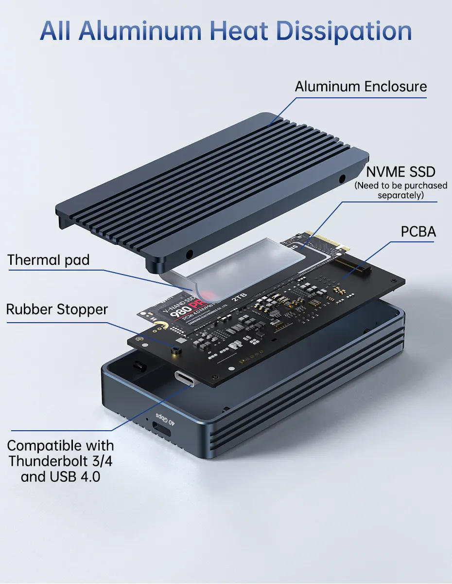 DHgate.com:Acasis Thunderbolt 4 M.2 NVME SSD Enclosure External Hard ...