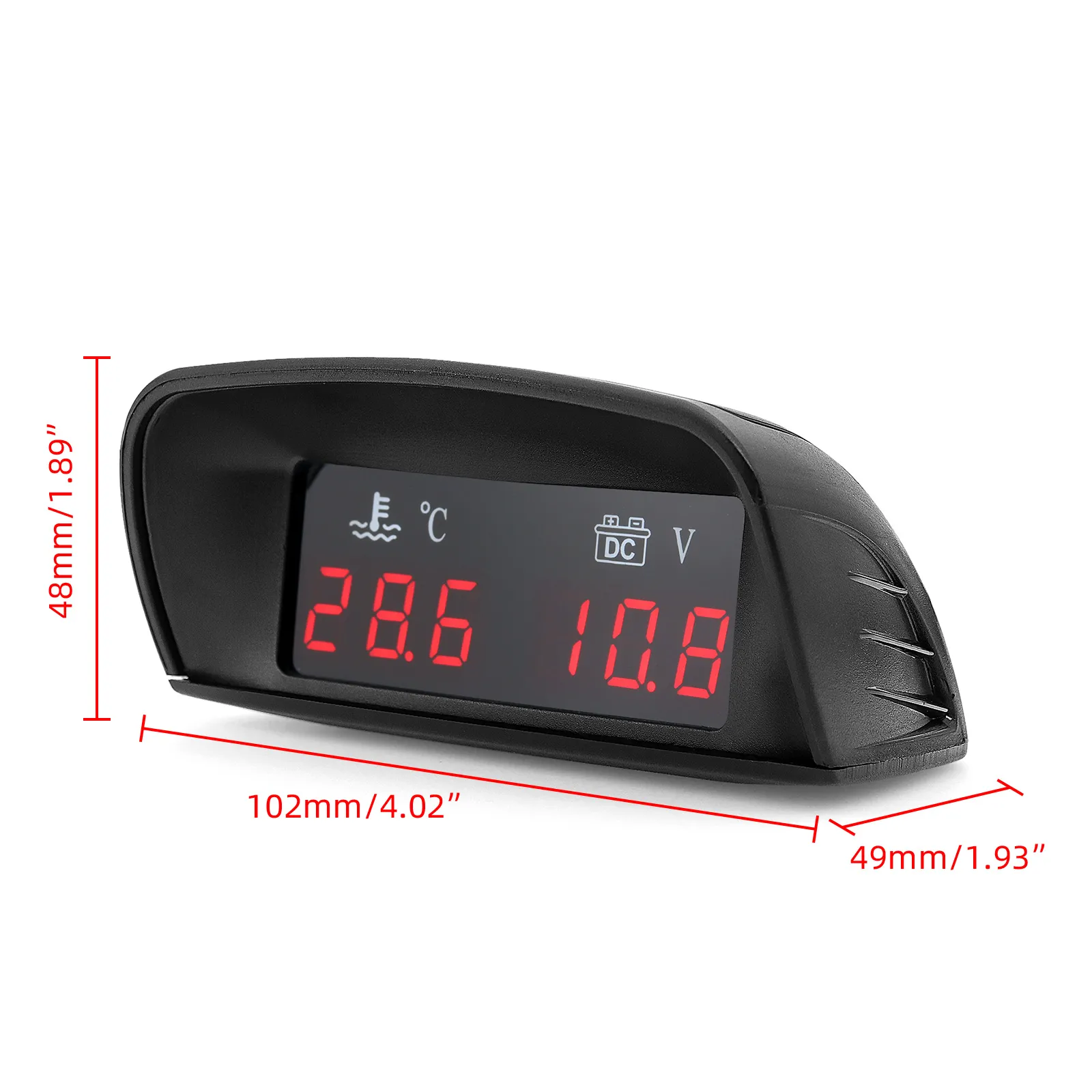 2-in-1 Waterproof LCD Digital Car Auto Voltmeter Thermometer Voltage ...