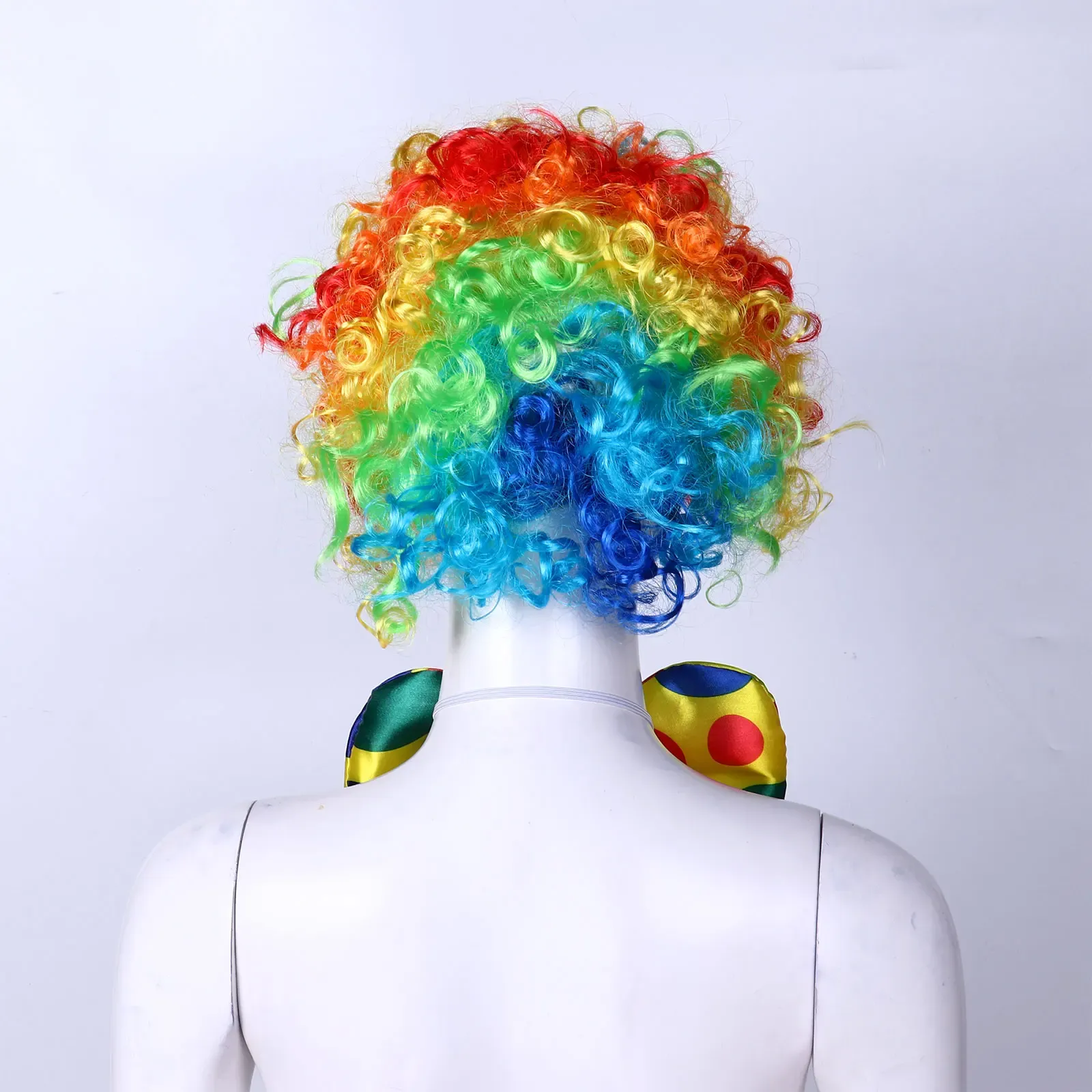 Clown Supplies Costume Set: Rainbow Wig, Sponge Nose, Dots, Bow Tie ...