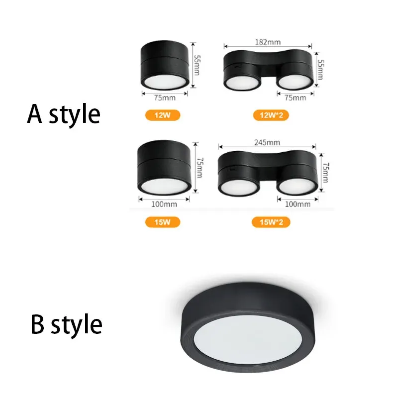 Dimmable LED Ceiling Light Surface Mounted Downlights Double Head 14W ...