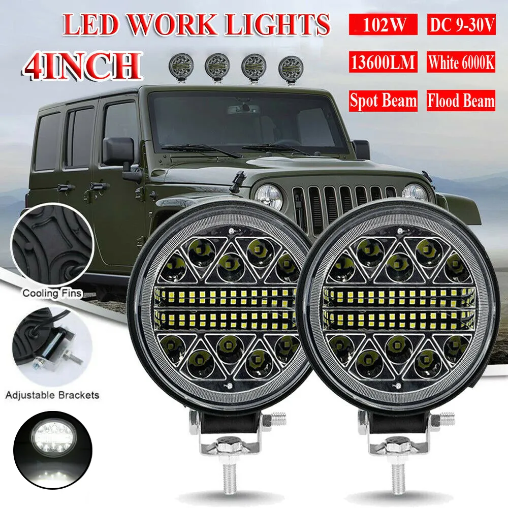 12V 24V 102W LED Light Bar, IP68 Waterproof Work Light for Trucks ...