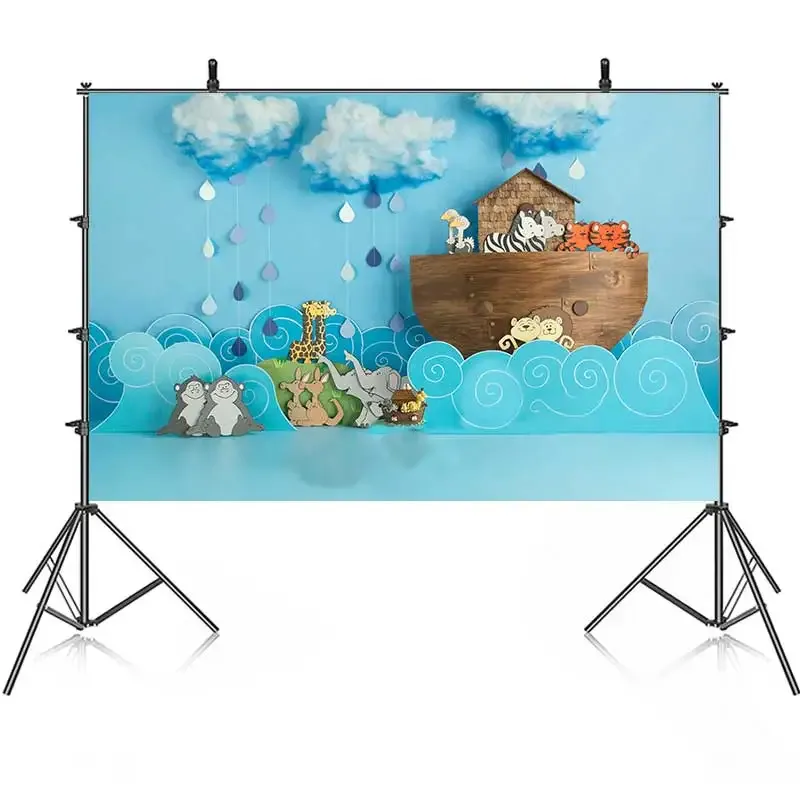 Noah's Ark Backdrop Noahs Ark Baby Shower Backdrop Photography Cartoon ...