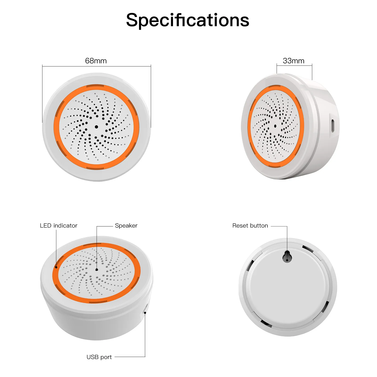 Tuya ZigBee Smart Sirens 90dB Sound And Light Alert For Home Security ...