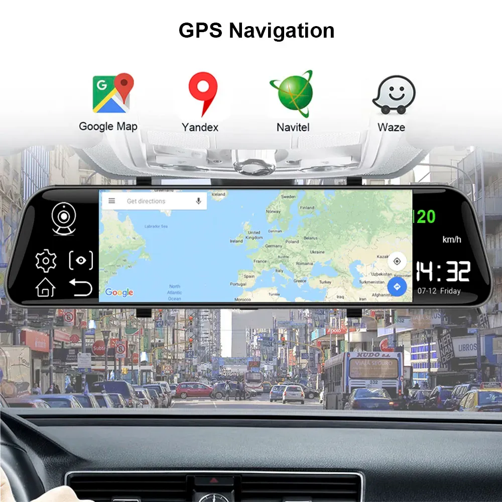 HGDO 4G Car DVR 3in1 GPS NAVI WiFi 1080P Rearview Mirror Dash Cam from ...