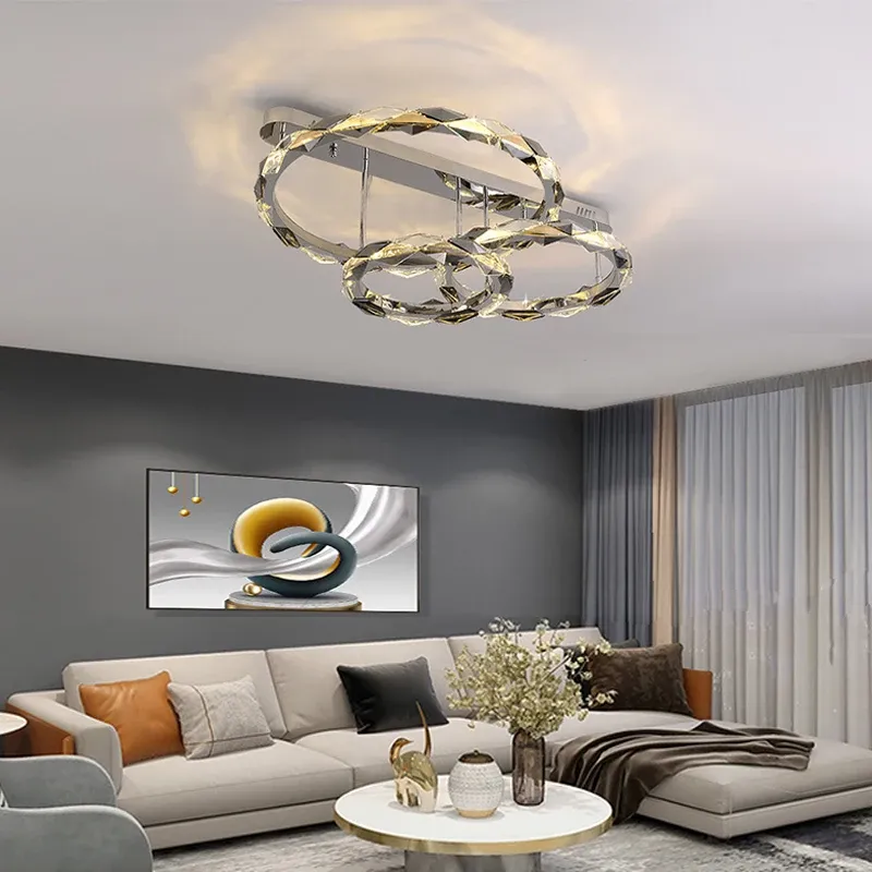 Modern Dimmable Crystal LED Ceiling Chandelier: Whole House Indoor ...