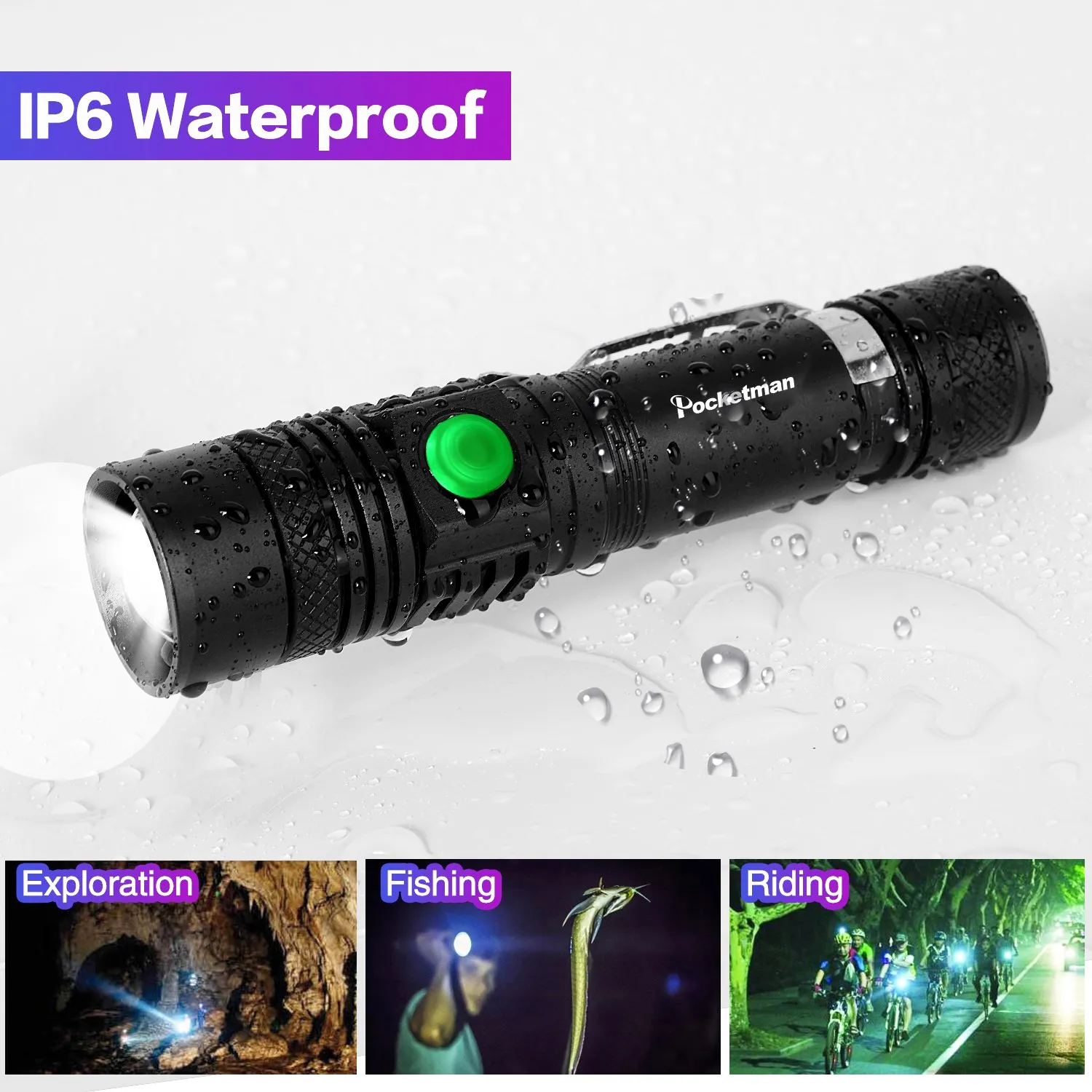 Telescopic Zoom LED Flashlight - Ultra Bright, Waterproof, Rechargeable ...