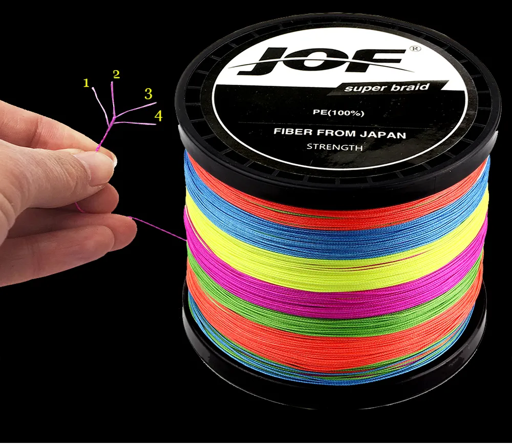 JOF PE Braided Fishing Lines 4 Strand Multifilament Fiber Strong 1000M ...