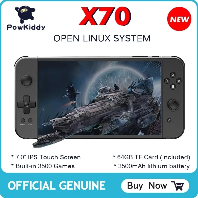 Powkiddy X70 Handheld Game Console: Dual Player, 7 HD Screen, Quad-Core ...
