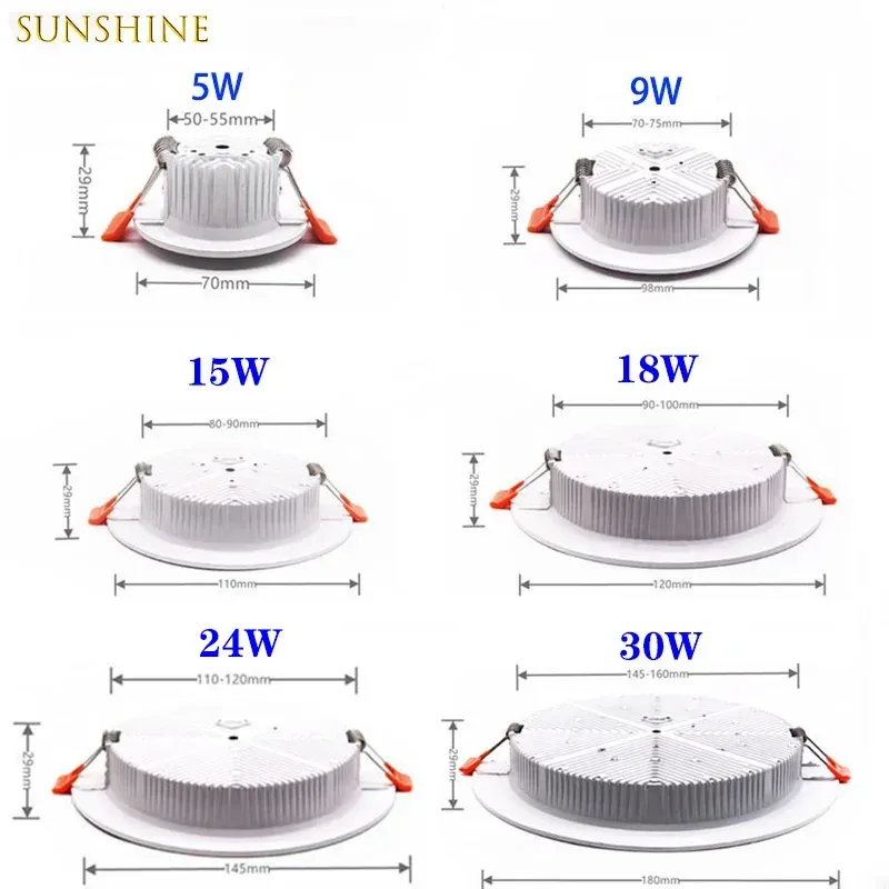 DHgate.com:Dimmable LED Recessed Downlight 110V-240V, 10-Pack 5W-25W Indoor Lighting, Warm ...