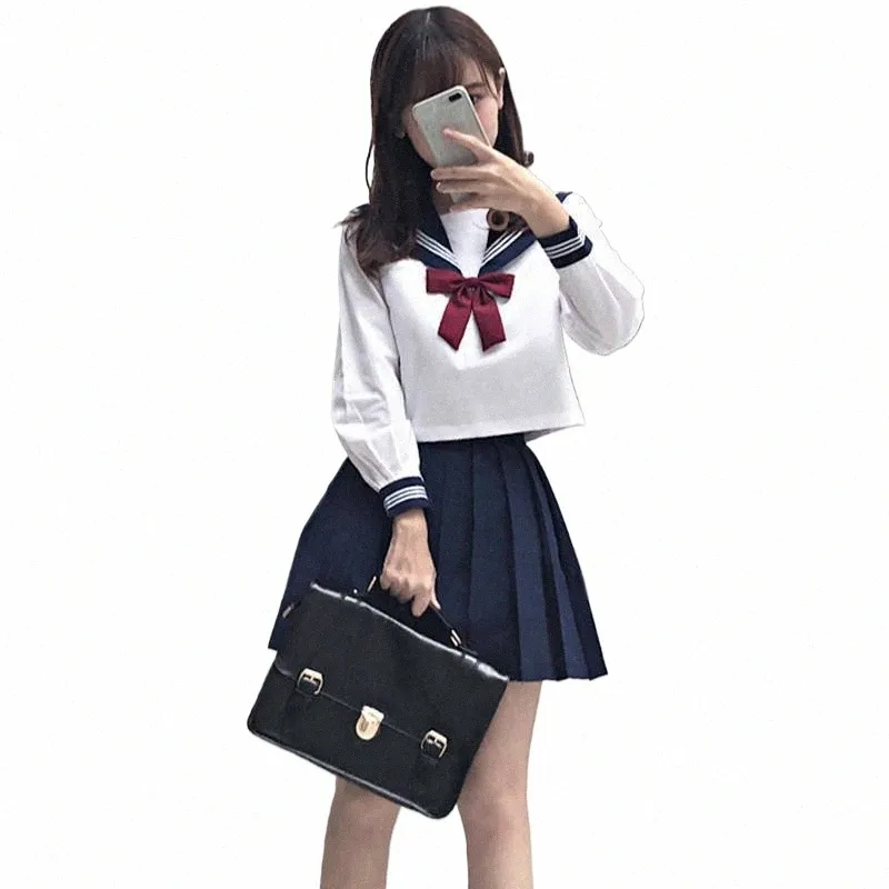 DHgate.com:Navy Sailor JK Uniform Set: Pleated Skirt, Blouse & Tie for Schoolgirls (S-2XL):Apparel